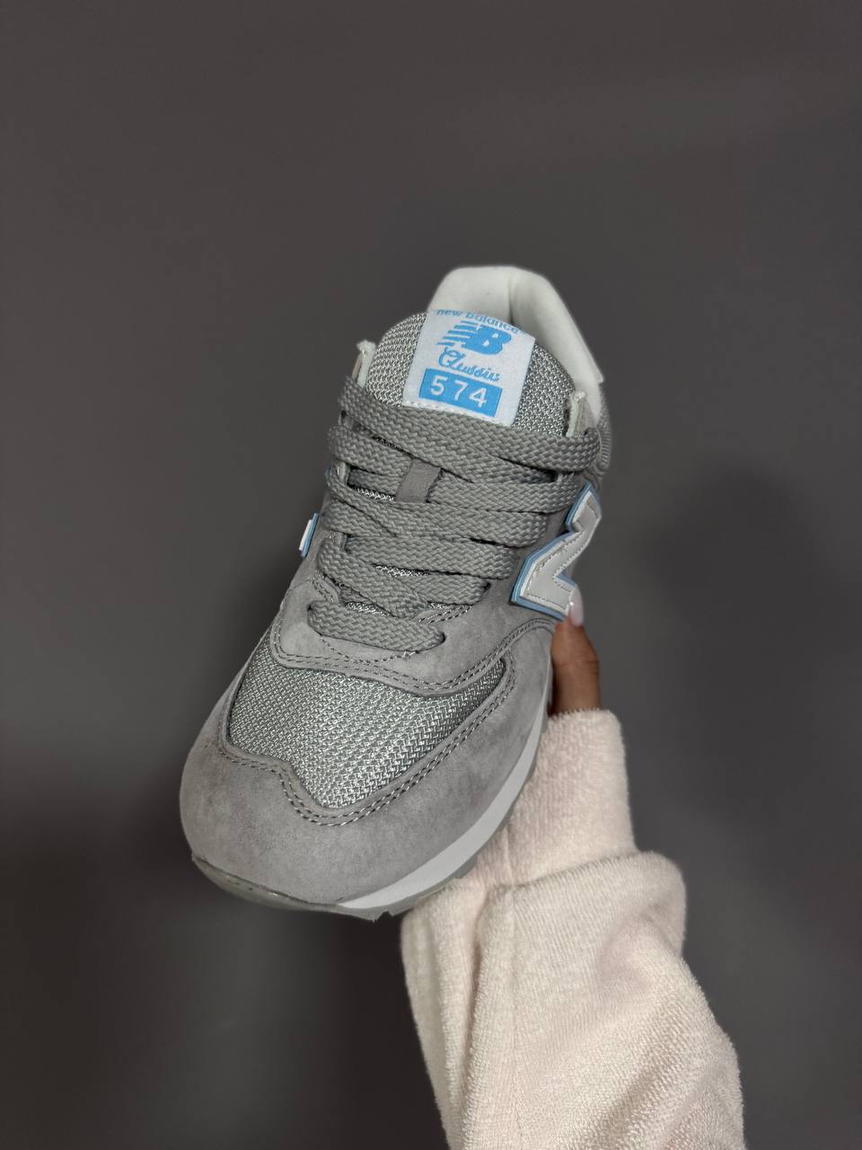 New Balance 574 Light Grey / Blue - TAKESHOES